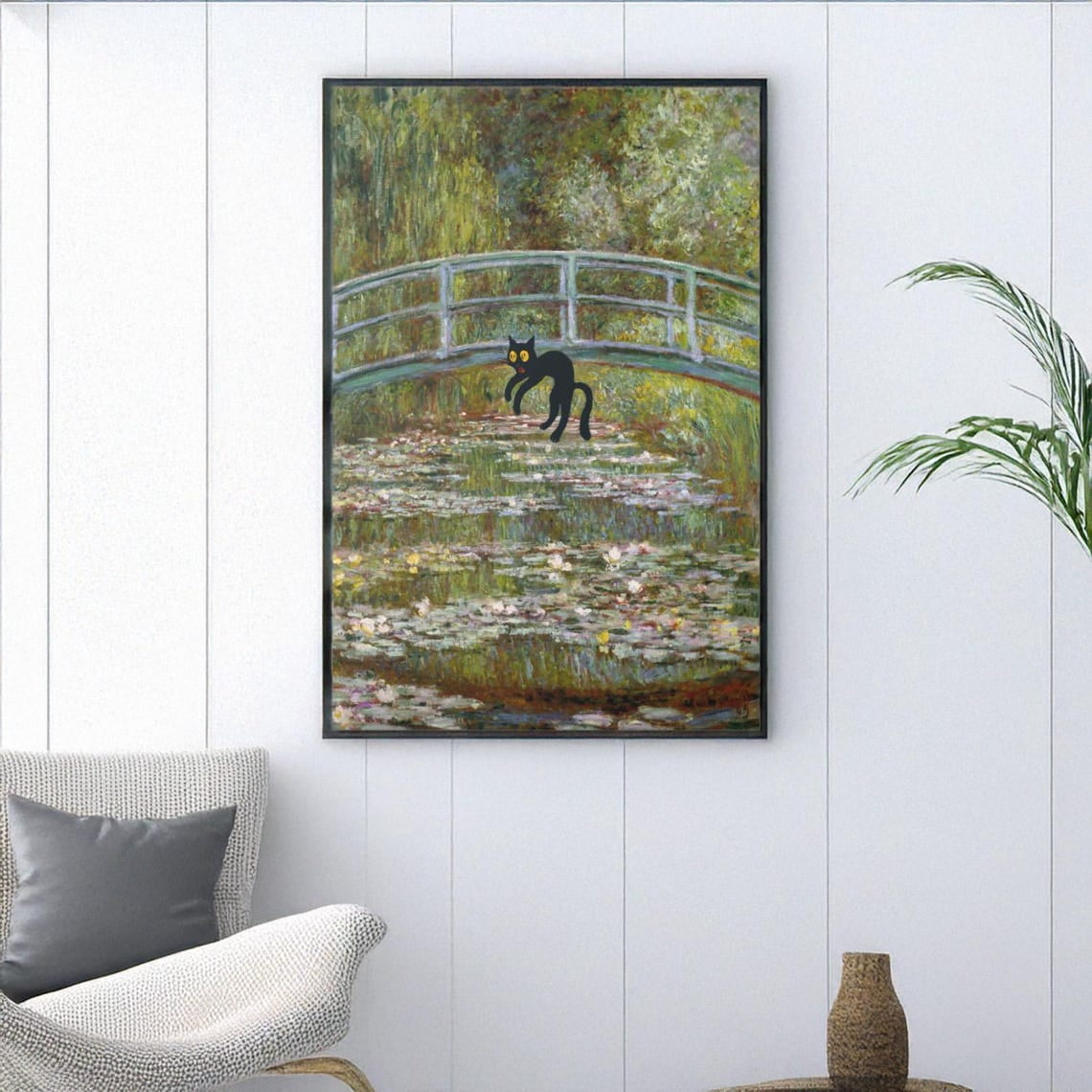 Cat Art Print Claude Monet Water Lily Pond Inspired Animal Wall ...