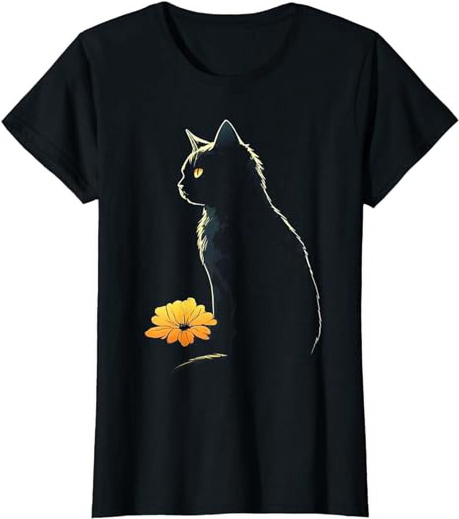 Cat Artwork - Flowers Art Cat Motif Animal Cat T-Shirt - Walmart.com