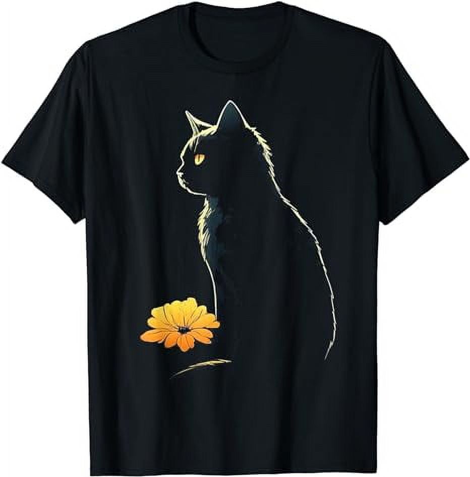 Cat Artwork - Flowers Art Cat Motif Animal Cat T-Shirt - Walmart.com