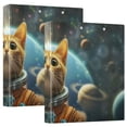 Cat Astronaut Planets Round Ring Binder 3 Rings 1.5" Capacity File ...
