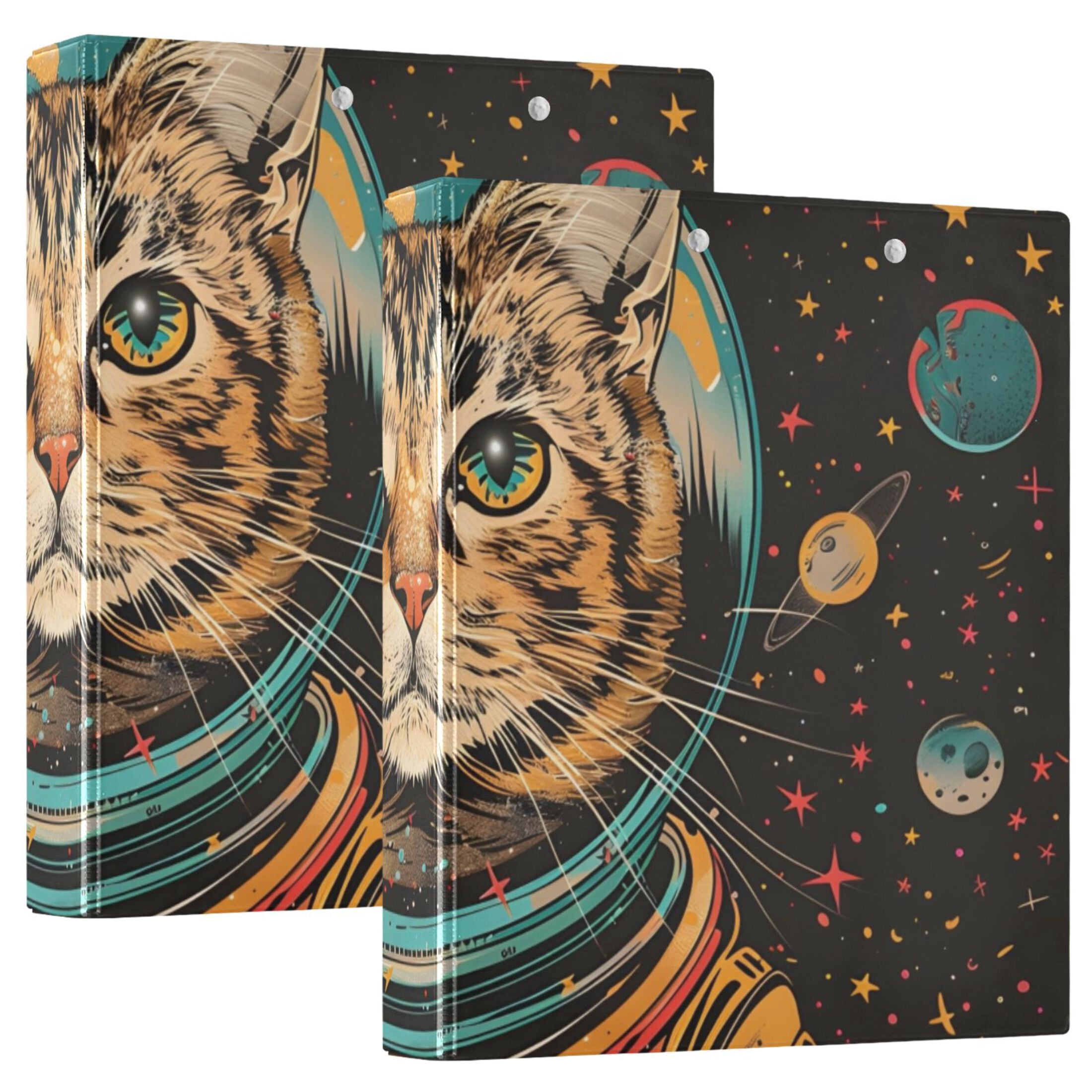 Cat Astronaut Planets Universe 3 Ring Binders 1.5 inch Hardcover File ...