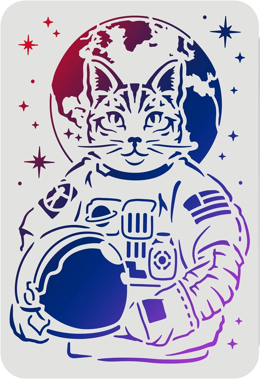 Cat Astronaut Stencils 11.7x8.3 inch Plastic Outer Space Theme Drawing ...