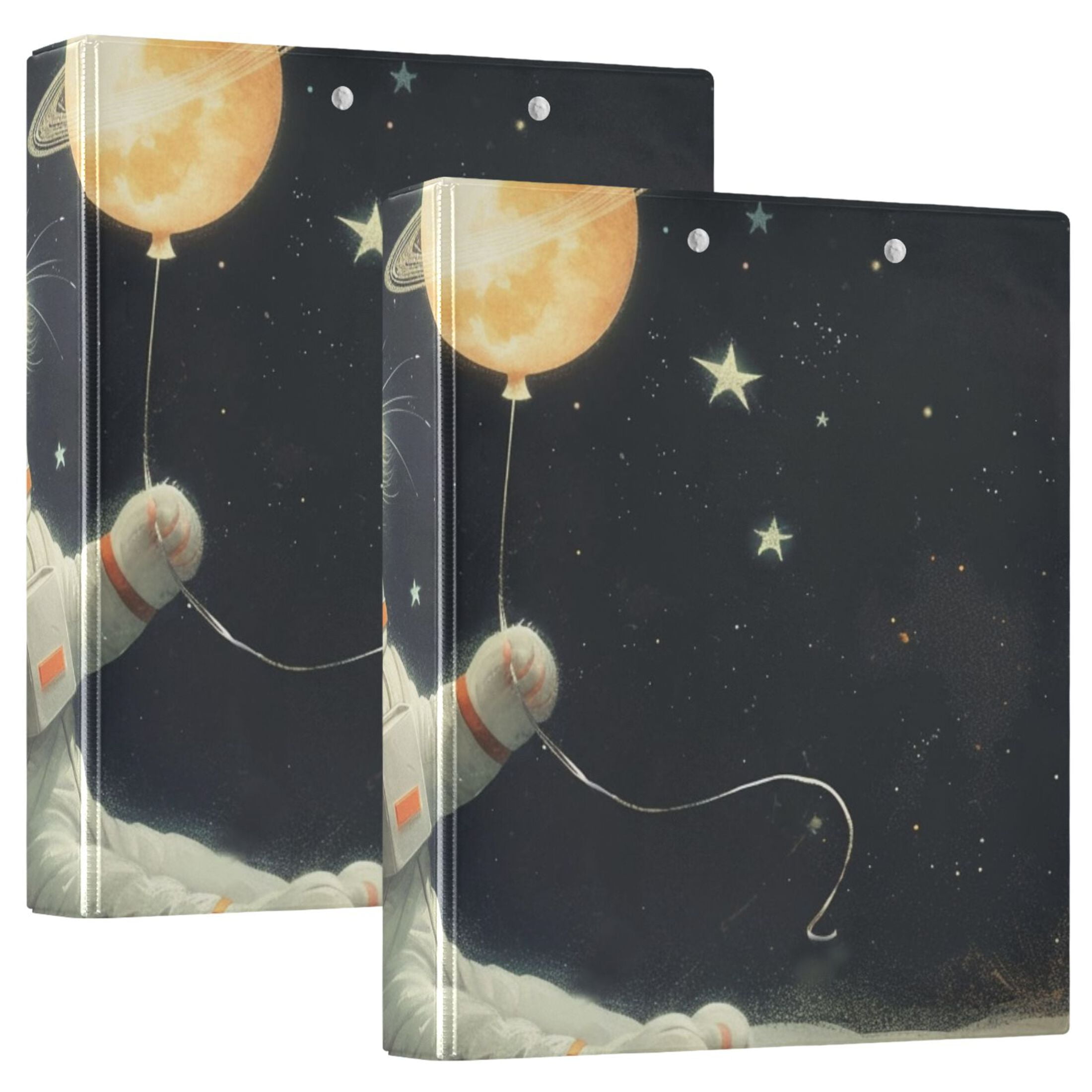 Cat Astronaut in Moon Stars 3 Ring Binders 1.5 inch Hardcover File ...