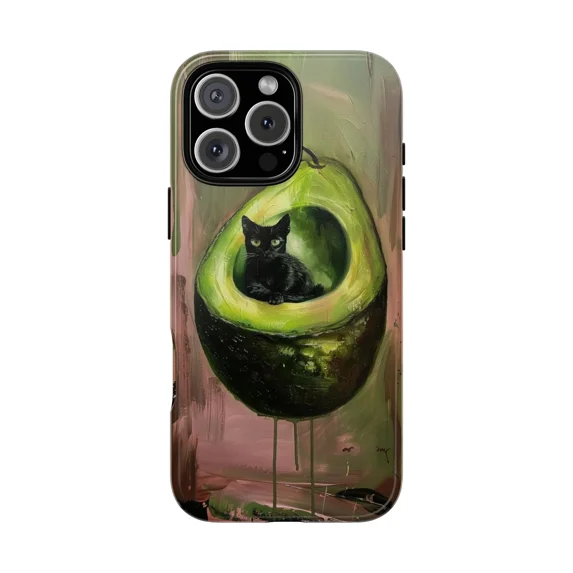 Cat Avocado Pit Seed Funny Art Case for iPhone 17 to 11 Pro Max ...