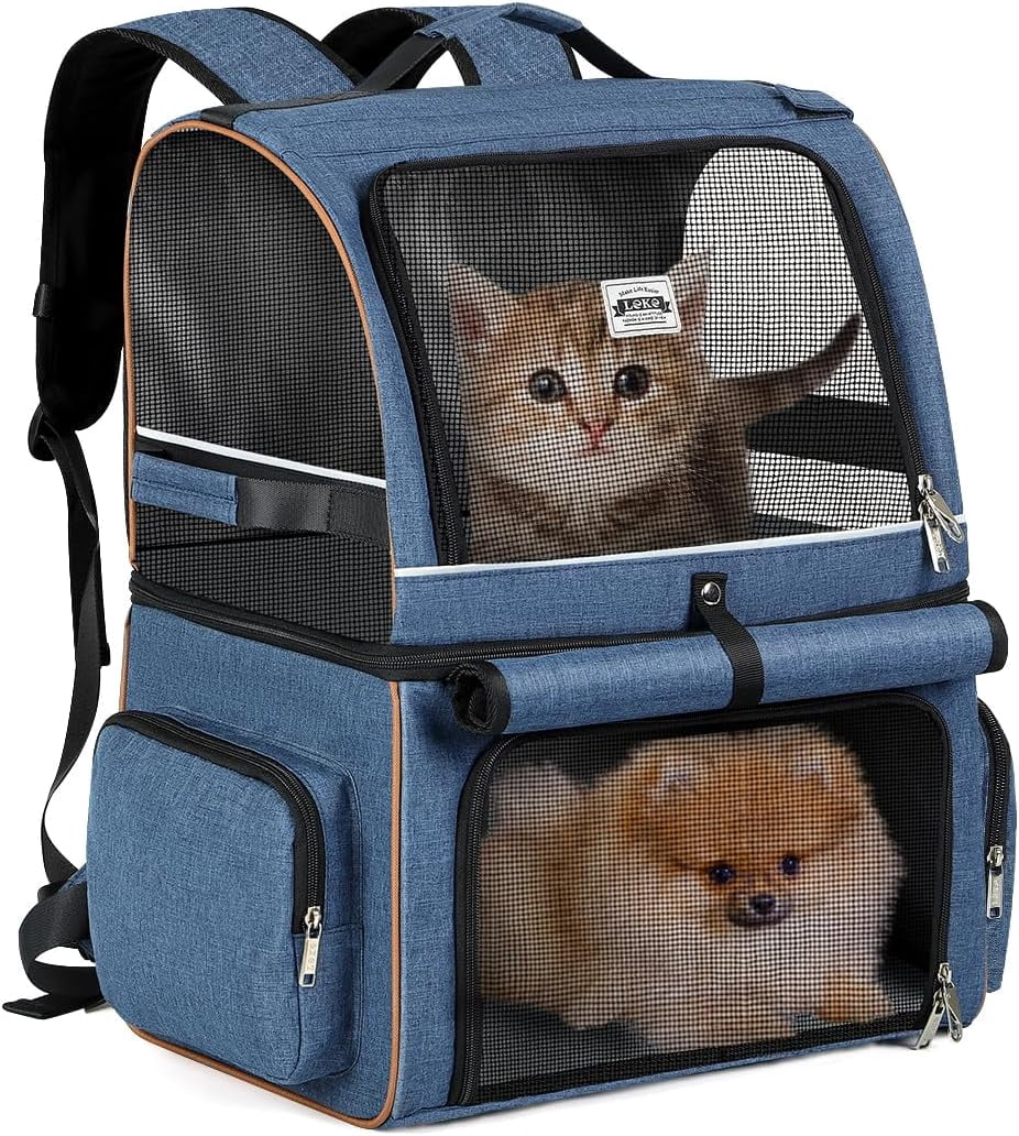 Cat Backpack Carrier for 2 cats, Double-Compartment Pet Carrier ...