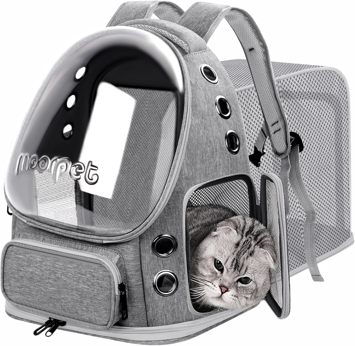 Cat Backpack Carrier, Breathable Cat Bubble Backpack Large Space Cat ...