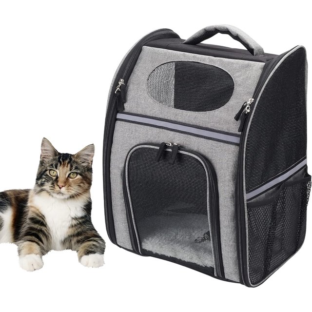 Cat Backpack, Dog Carrier Backpacks, Foldable Backpack, Ventilated Design, Up to 15.4 lbs ...
