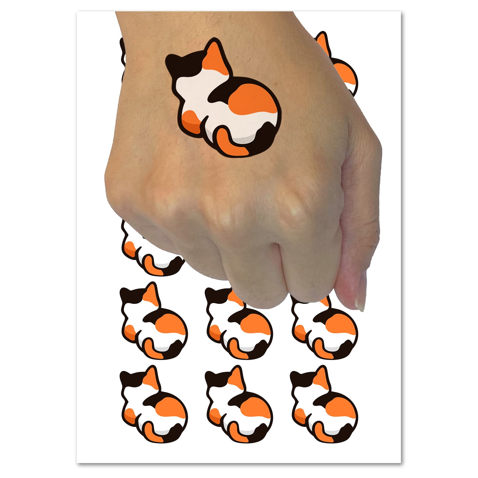 Cat Backside Water Resistant Temporary Tattoo Set Fake Body Art ...