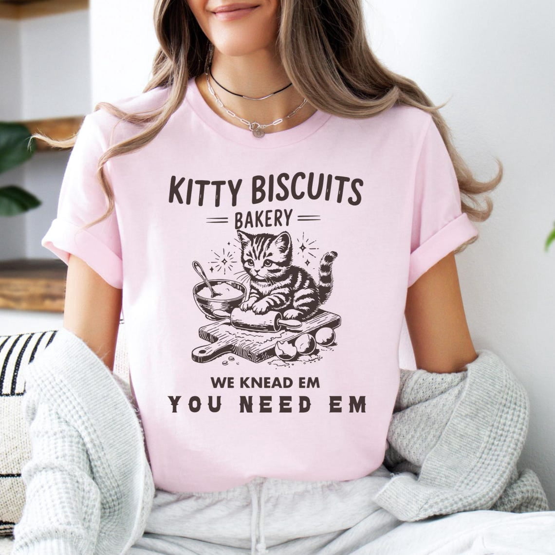 Cat Bakery Shirt: Kitty Biscuits We Knead Em Quote All Size S-5XL ...