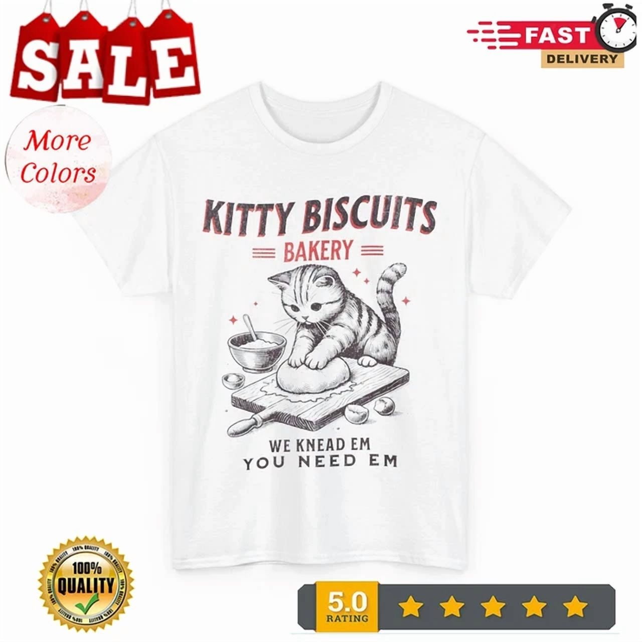 Cat Baking T-Shirt, Kitty Biscuits We Knead Em You Need Em Shirt ...
