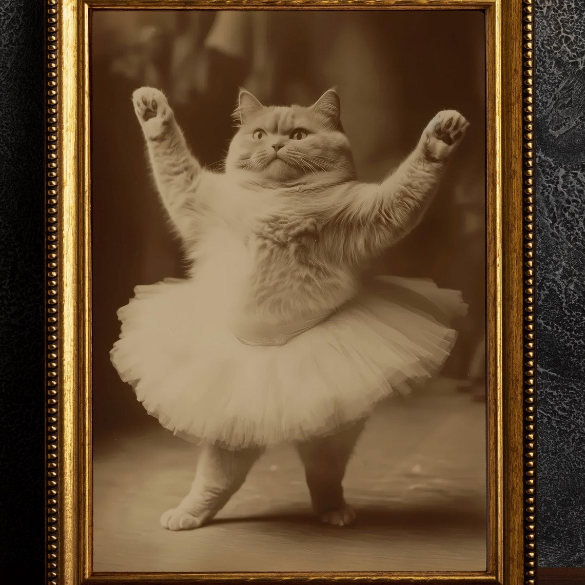 Cat Ballerina, Vintage Poster, Art Photo Print, Gothic, Kitten Ballet ...