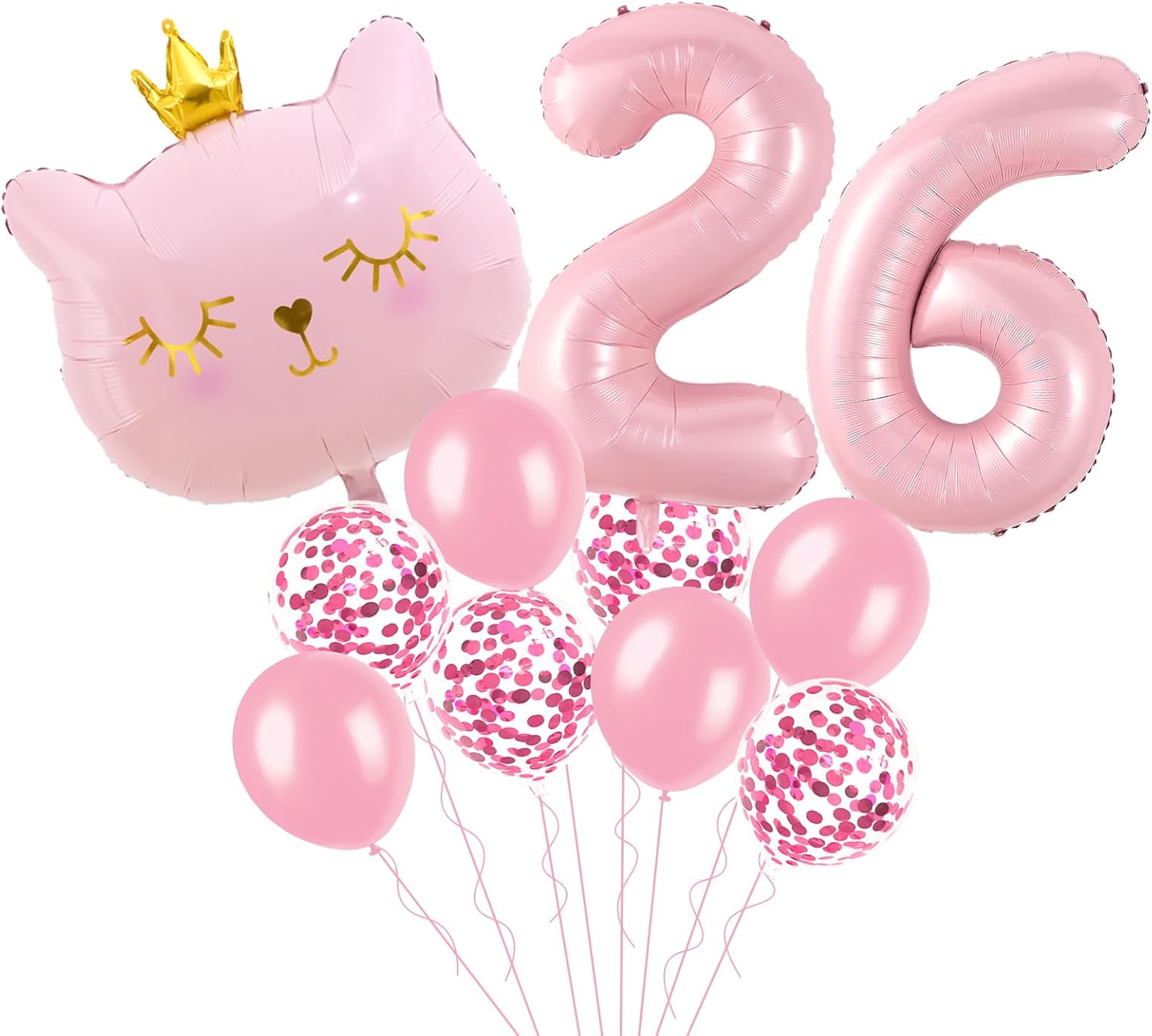 Cat Balloons, Pink 26 Balloon Number 40 inch, Cat Themed Birthday Party ...