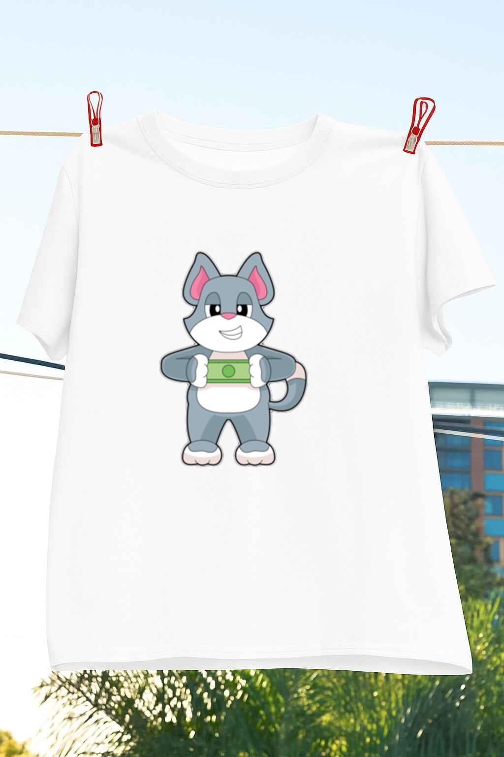 Cat Banknote Funny Money Cat Cartoon Graphic T-Shirt up to 5XL ...