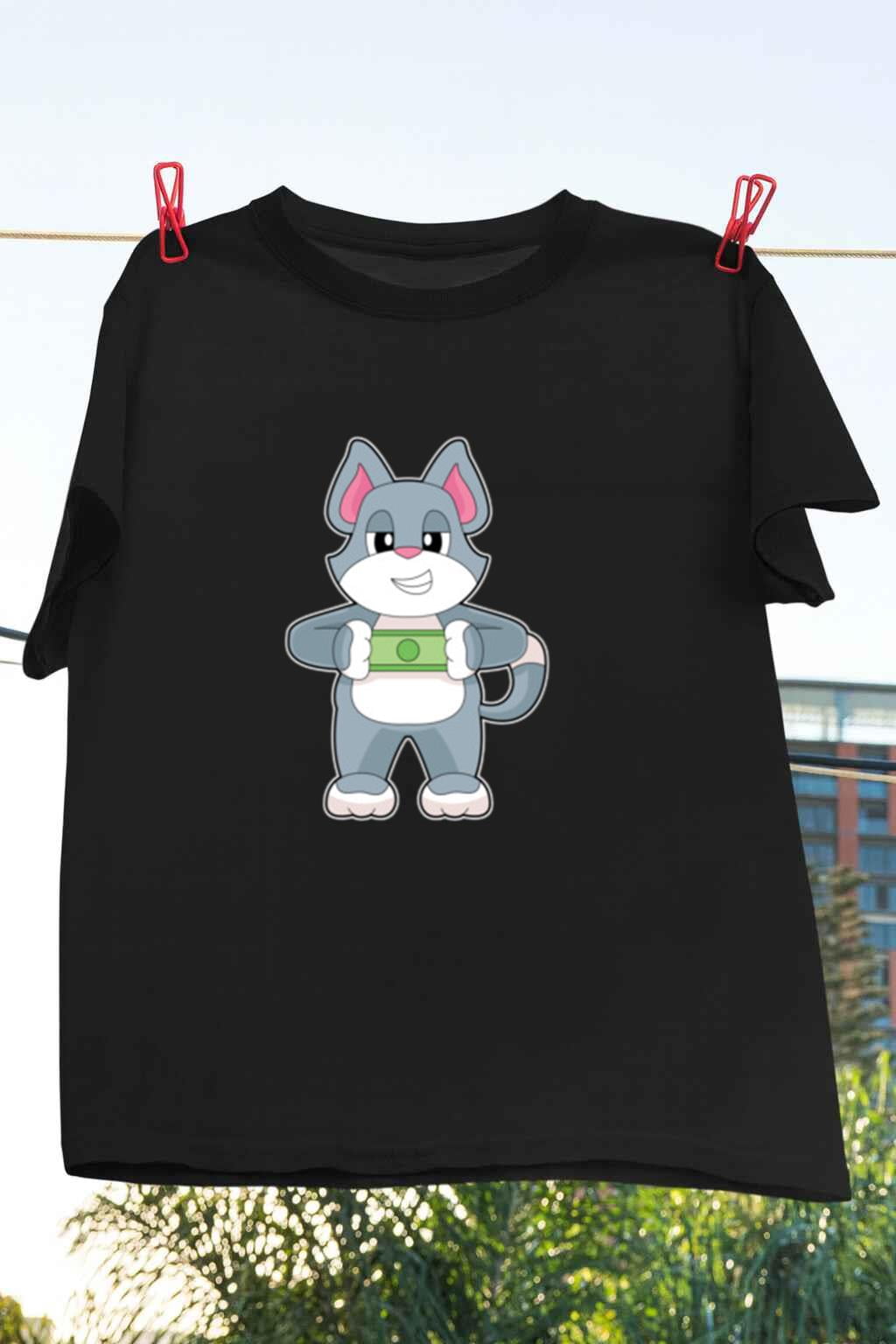 Cat Banknote Funny Money Cat Cartoon Graphic T-Shirt up to 5XL ...