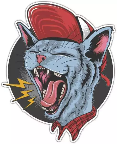 Cat Baseball Hat Screaming Scream Hip Hop Car Stickerphone Decal Water ...