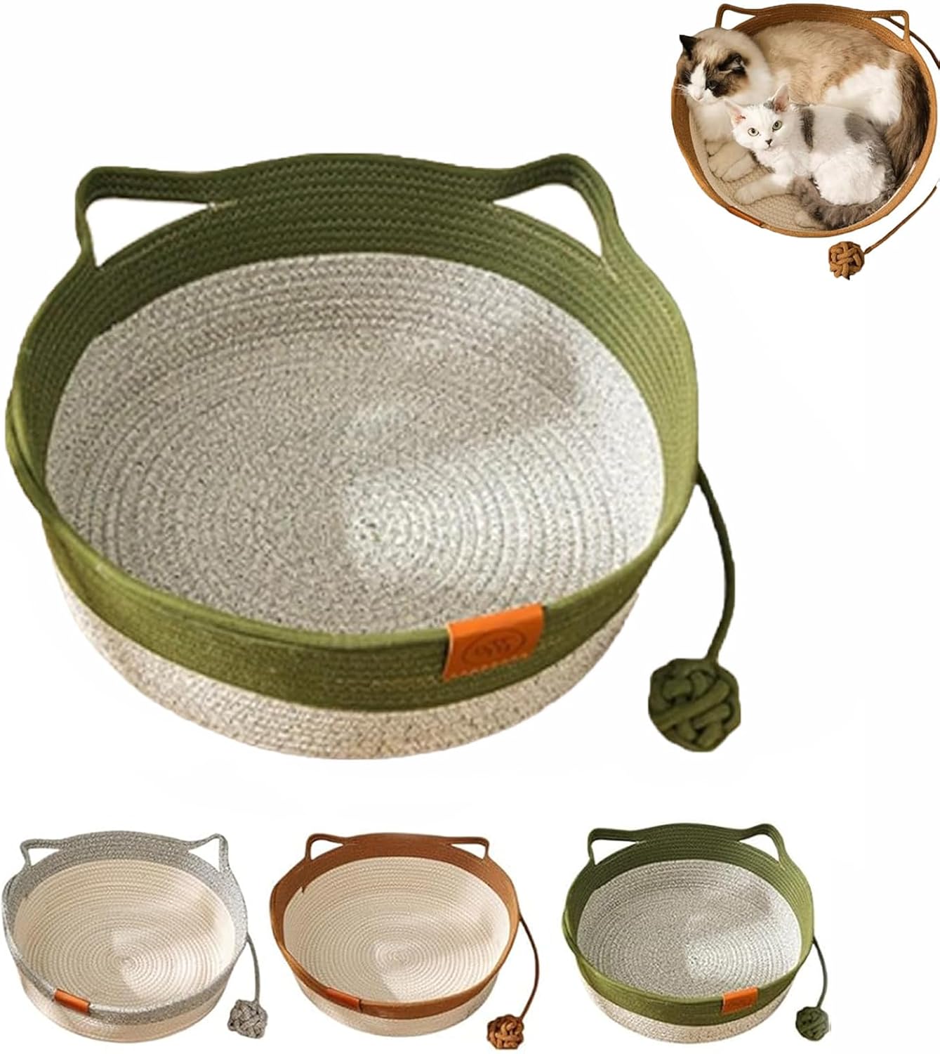 Cat Basket, Woven Cats Bed, Cotton Rope Weaving Pet Nest, Handwoven ...