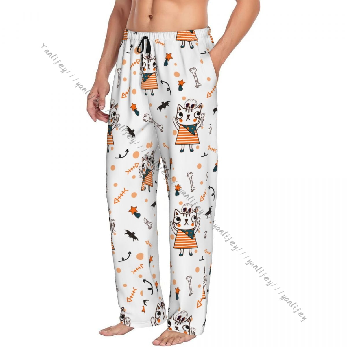 Cat Bat Star Skull Mens Pajamas Pyjamas Pants Lounge Pants Sleep ...