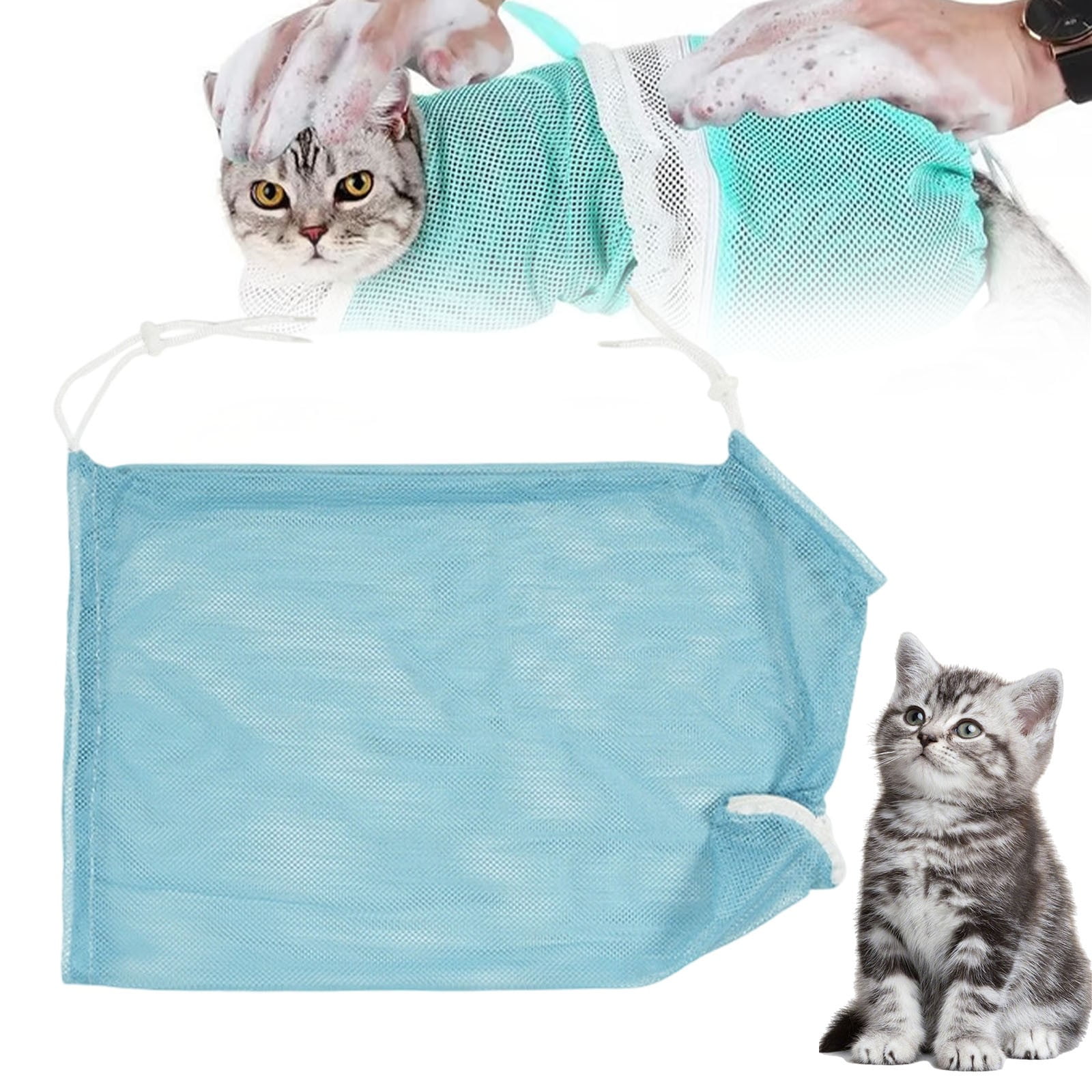 Cat Bathing Bag, Adjustable Breathable Pet Grooming Restraint Bag for ...