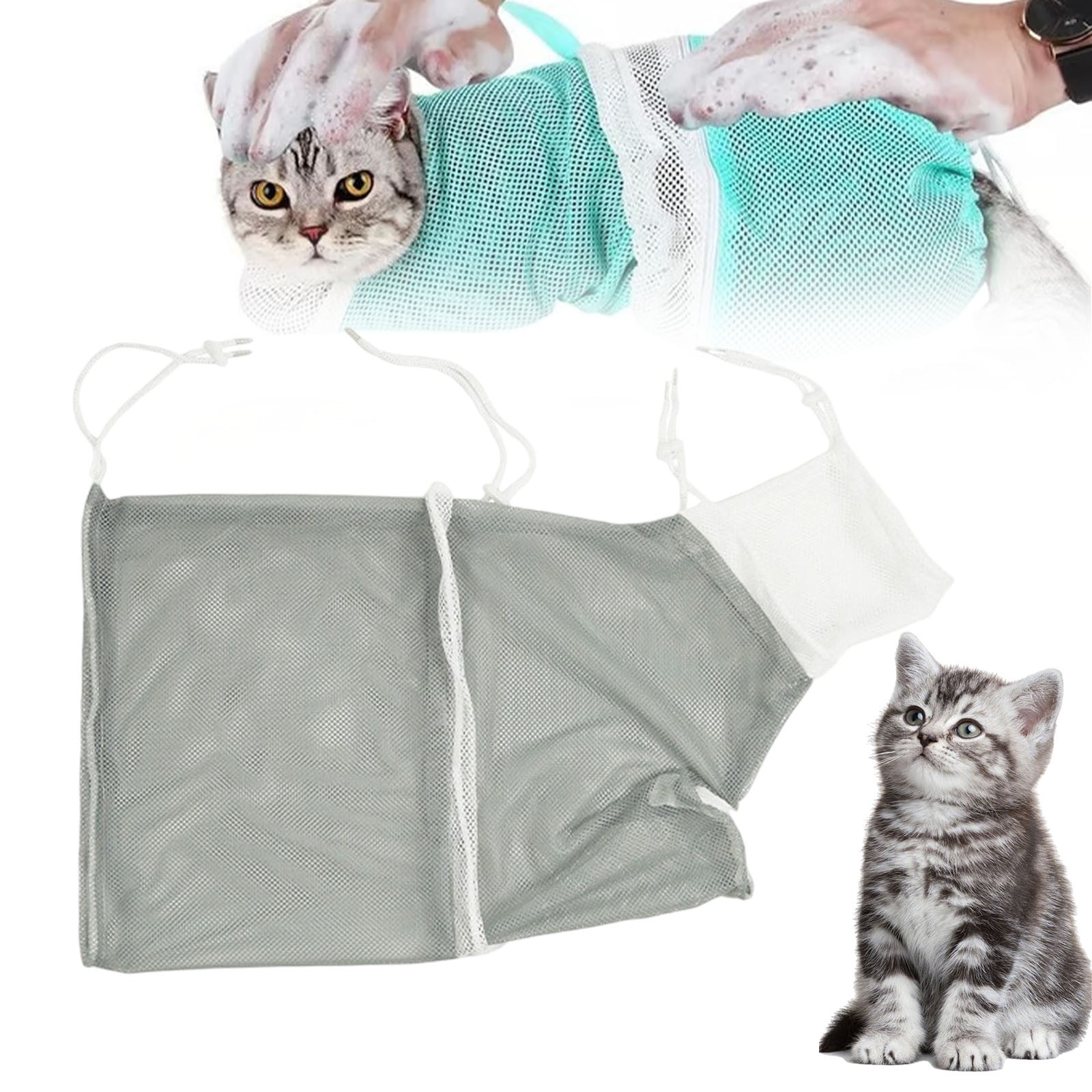 Cat Bathing Bag, Adjustable Breathable Pet Grooming Restraint Bag for ...