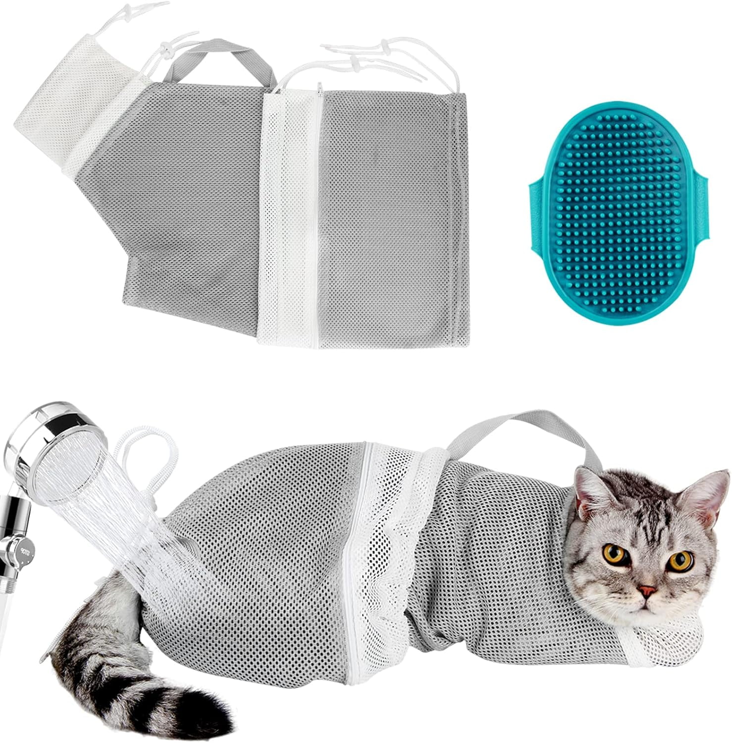 DENZUS Cat Bathing Mesh Bag Anti Scratch Anti Bite Soft Durable for ...