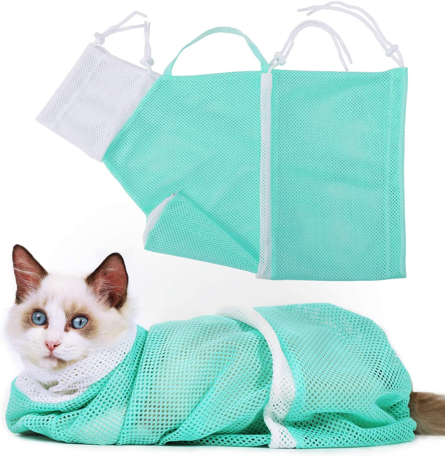 Anti-Bite Anti-Scratch Cat Grooming Bag, Adjustable for Bathing, Nail ...