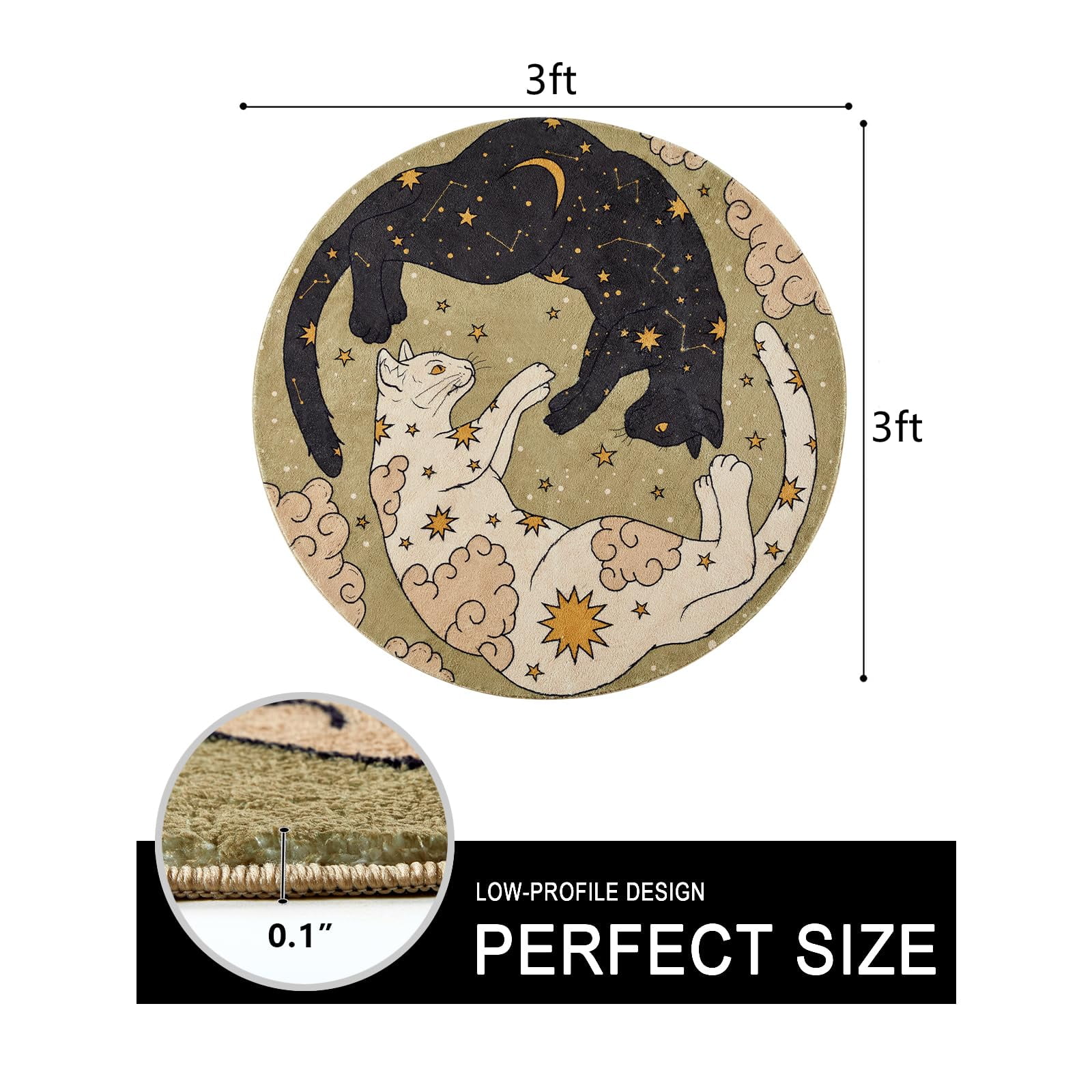 Cat Bathroom Rug Washable 2x3 Small Rug Non Slip, Vintage Retro ...