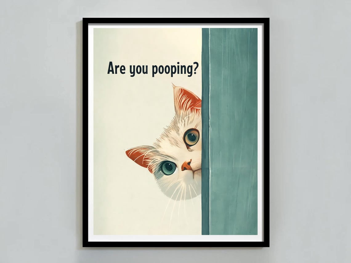 Cat Bathroom Wall Art, Are You Pooping Poster, Unframed Paper Poster ...