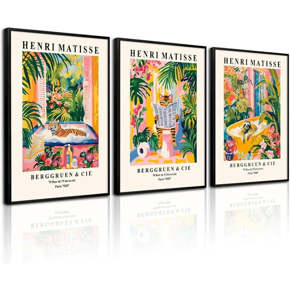 Cat Bathroom Wall Art Funny Canvas Wall Decor Black Cat Pictures Cute ...