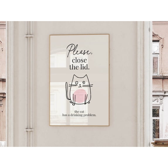 Cat Bathroom Wall Art, Unframed Canvas Size 8x12 - Walmart.com