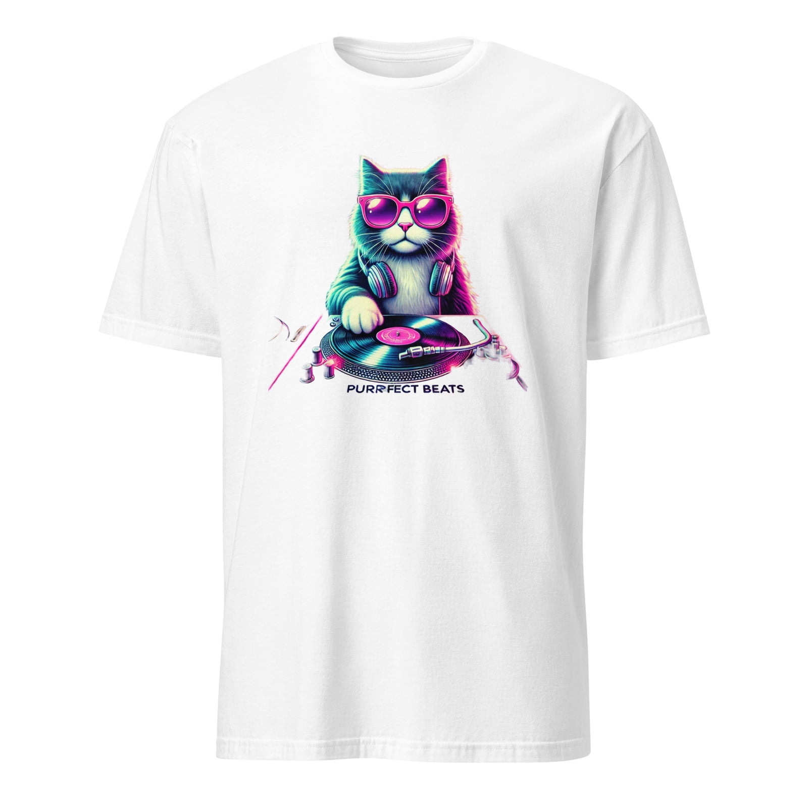 Cat Beats Unisex T-Shirt, music record DJ pet funny kitty pop rave ...