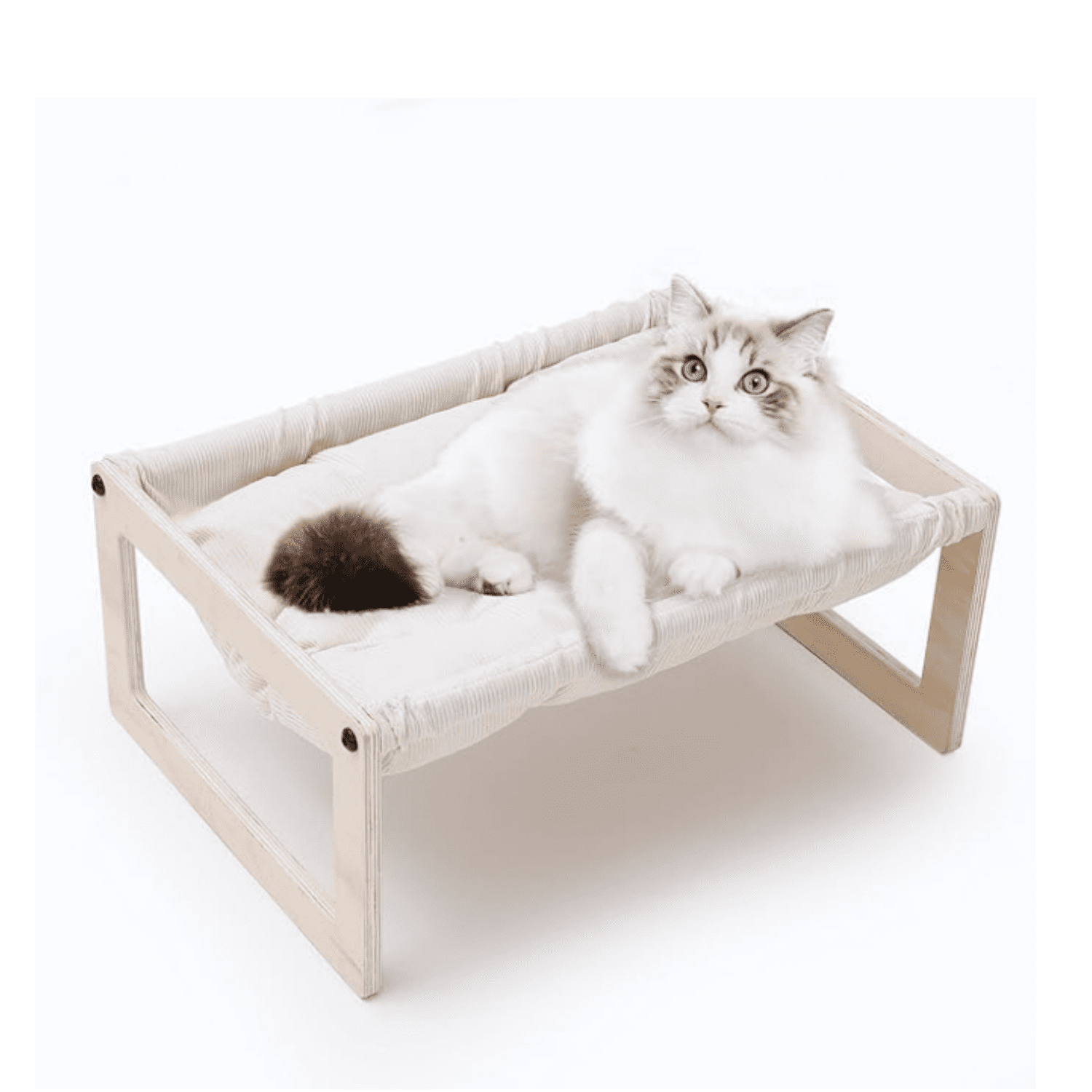 Cat Bed, 22 X 16 Inch Elevated Wooden Pet Hammock Breathable Dog Bed ...
