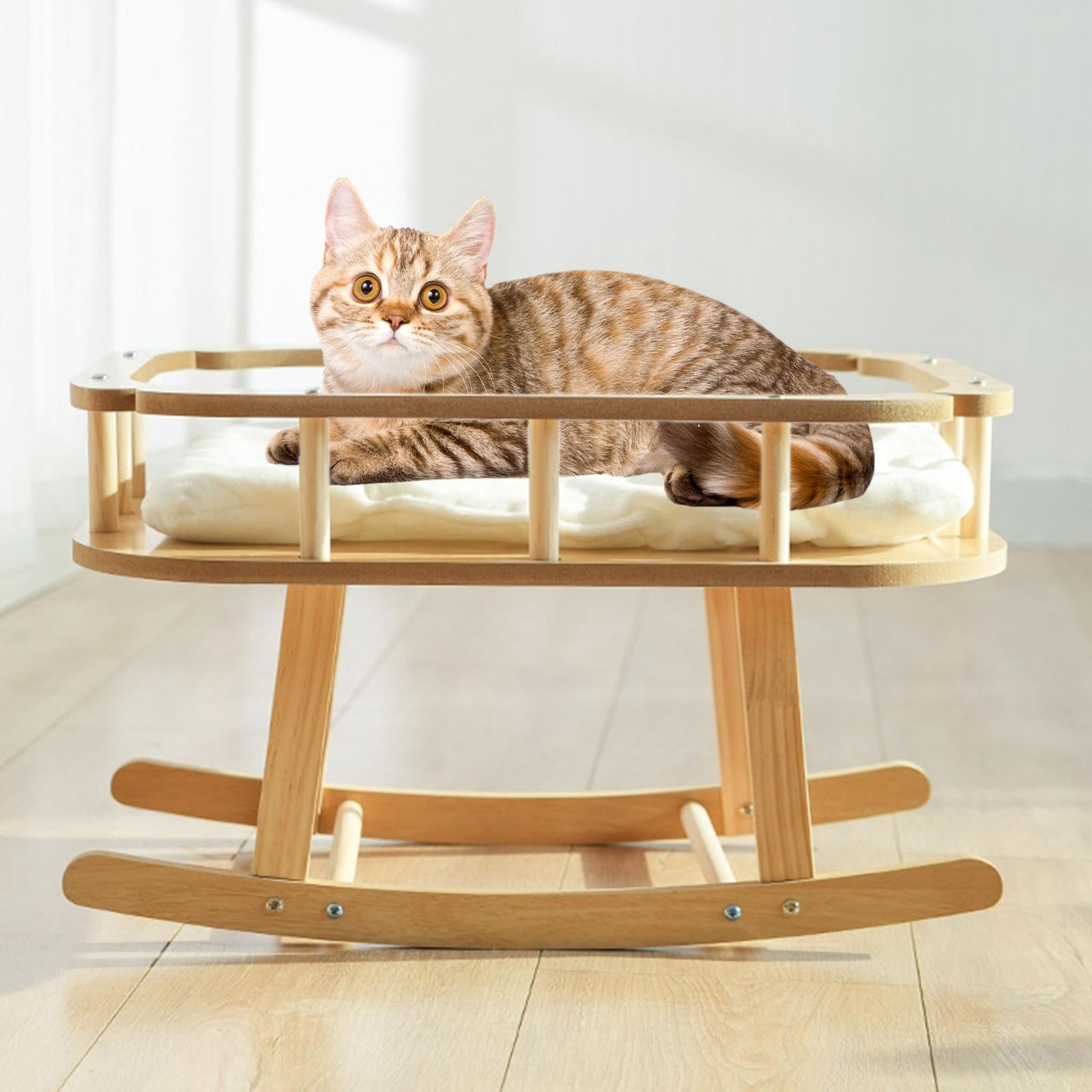 Cat Bed Cat Hammock, Wooden Pet Bed Free Standing Cat Sleeping Bed ...