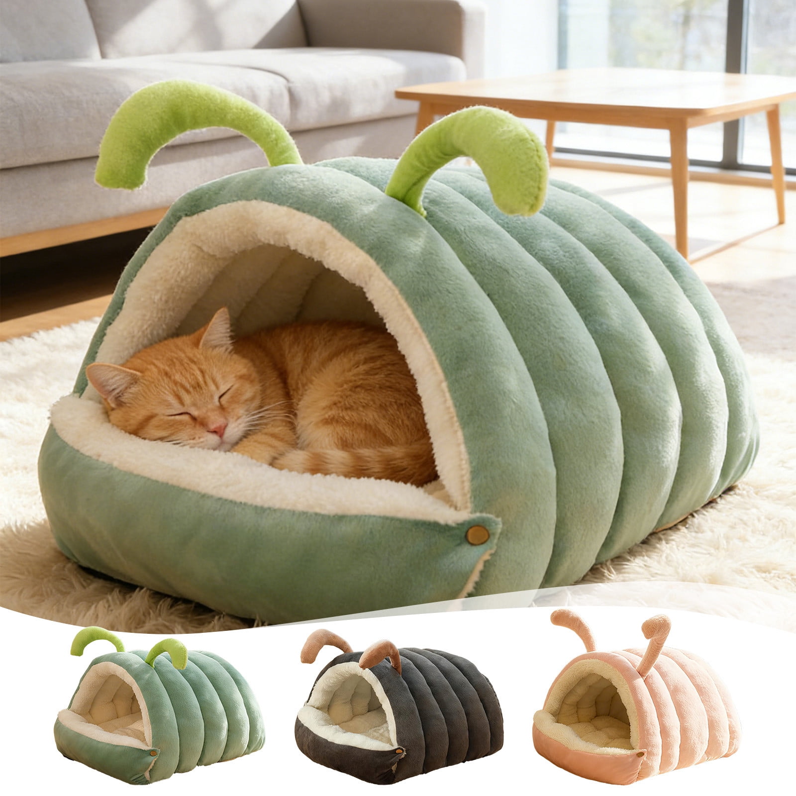 Cat Bed – Dog Bed | Semi-Enclosed Warm Indoor Pet Nest, Foldable Soft ...