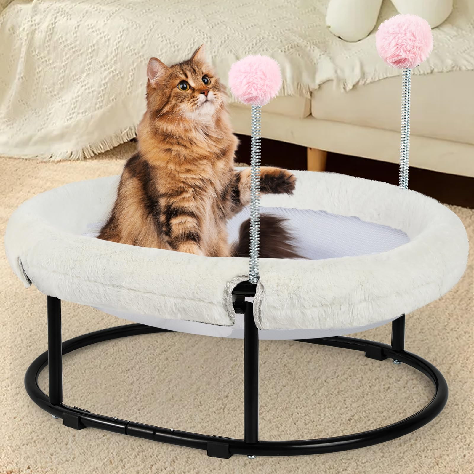 Cat Bed Elevated Cat Hammock for Indoor Outdoor Cats,Cat Dog Raised Pet ...