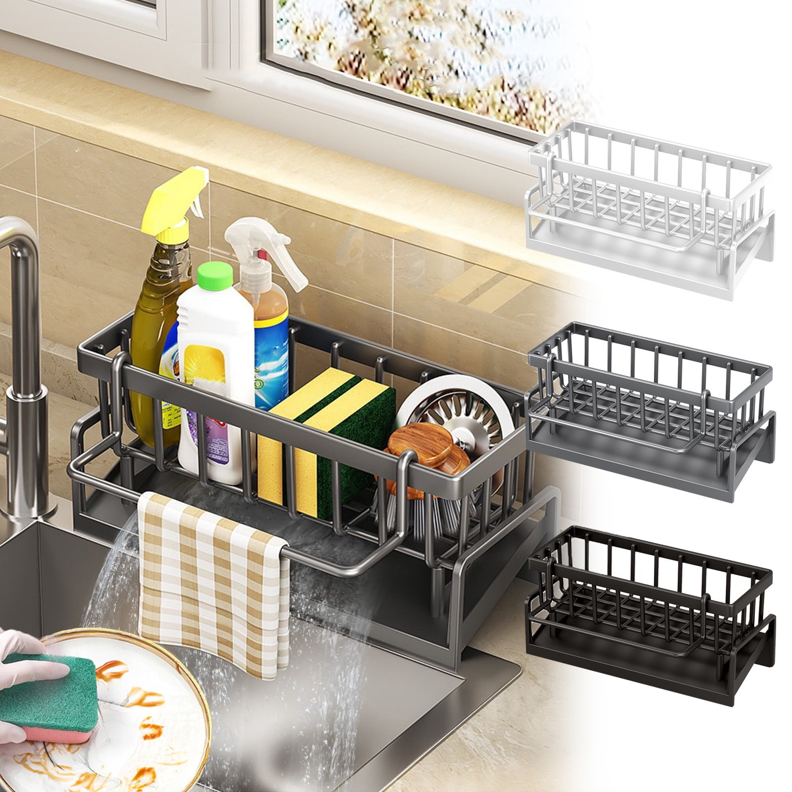 Kitchen Sink Organizer,Drainage Tray Caddy,Waterproof Non-Slip ...