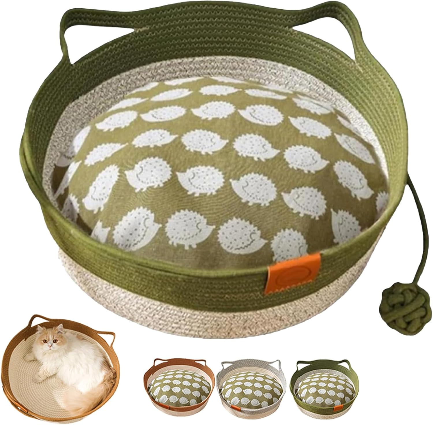 Cat Bed, Handwoven Cat Basket, Foldable Round Cotton Rope, Scratch ...