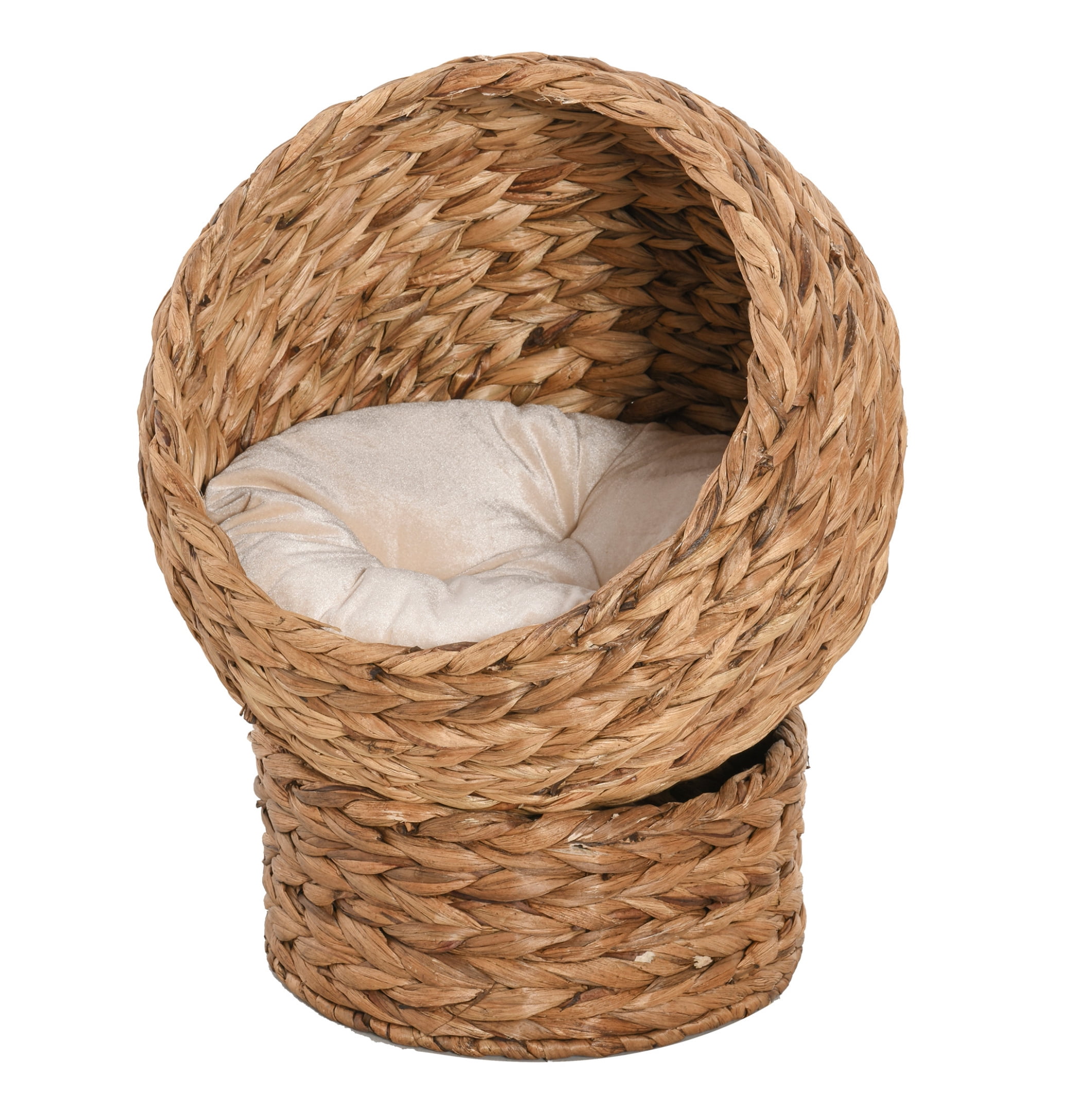 Cat Bed Handwoven Elevated Wicker Basket, Egg Chair Kitty House with ...