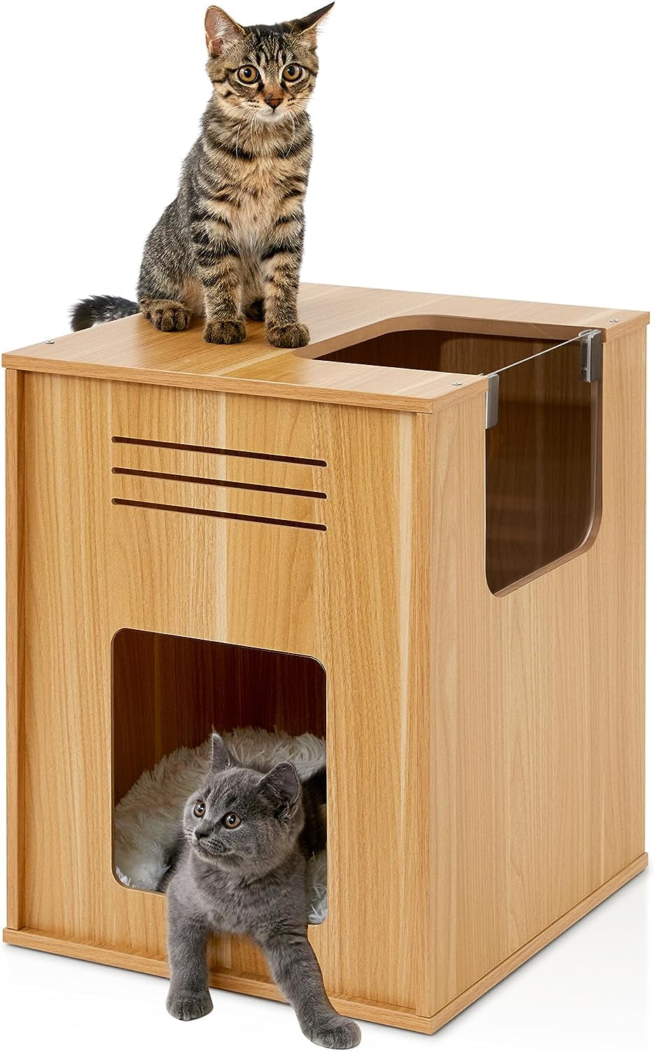 Cat Bed for Indoor Cats, Large Cat House with Scratch Pad, Cute Modern ...