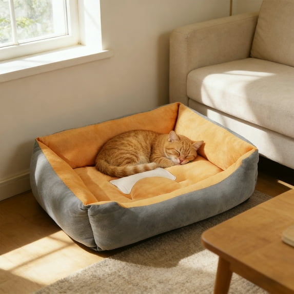 Cat Bed Plush Pet Nest Small Dog Bed, Enclosed Pet House, Double Layer ...