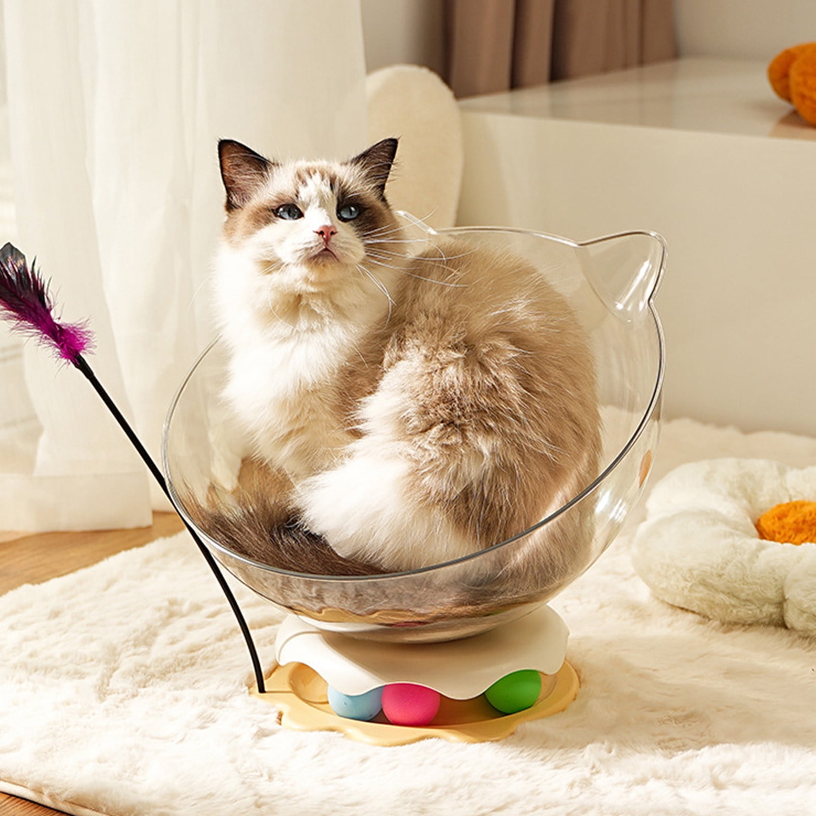 Cat Bed Space Capsule Transparent Dome | Indoor Outdoor Kitty House ...