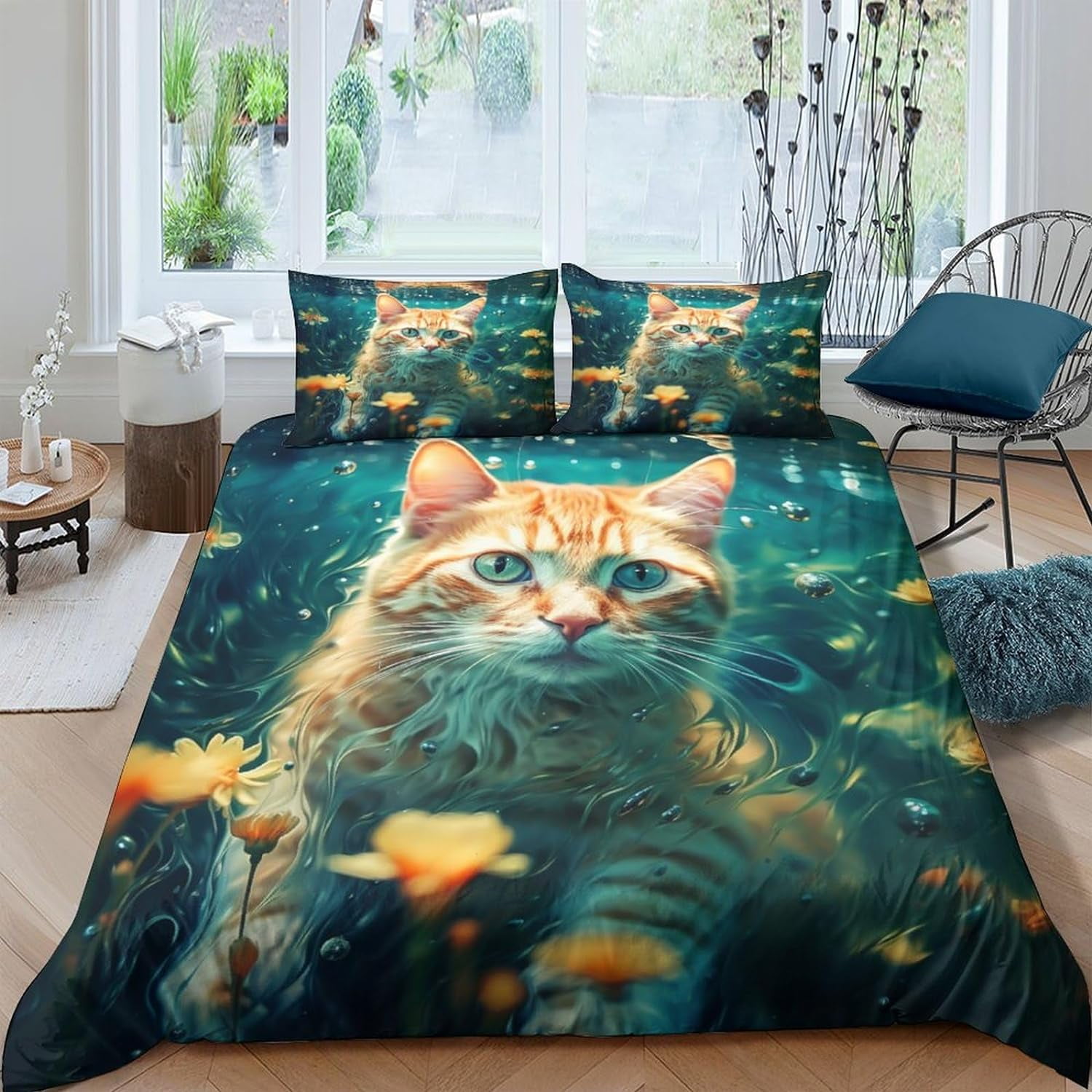 Cat Bedding Set 3D Printed Animal Quilt Cover Comforter Covers Duvet ...