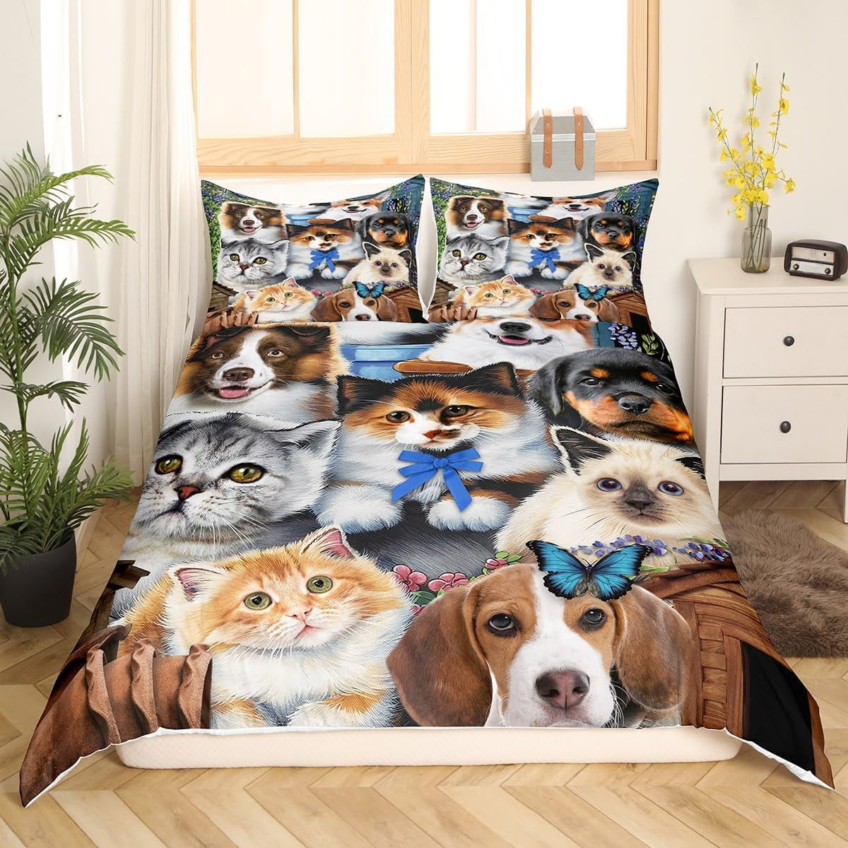 Cat Bedding Sets Twin for Boys Girls Kids Kawaii Bedding Cute Animal ...