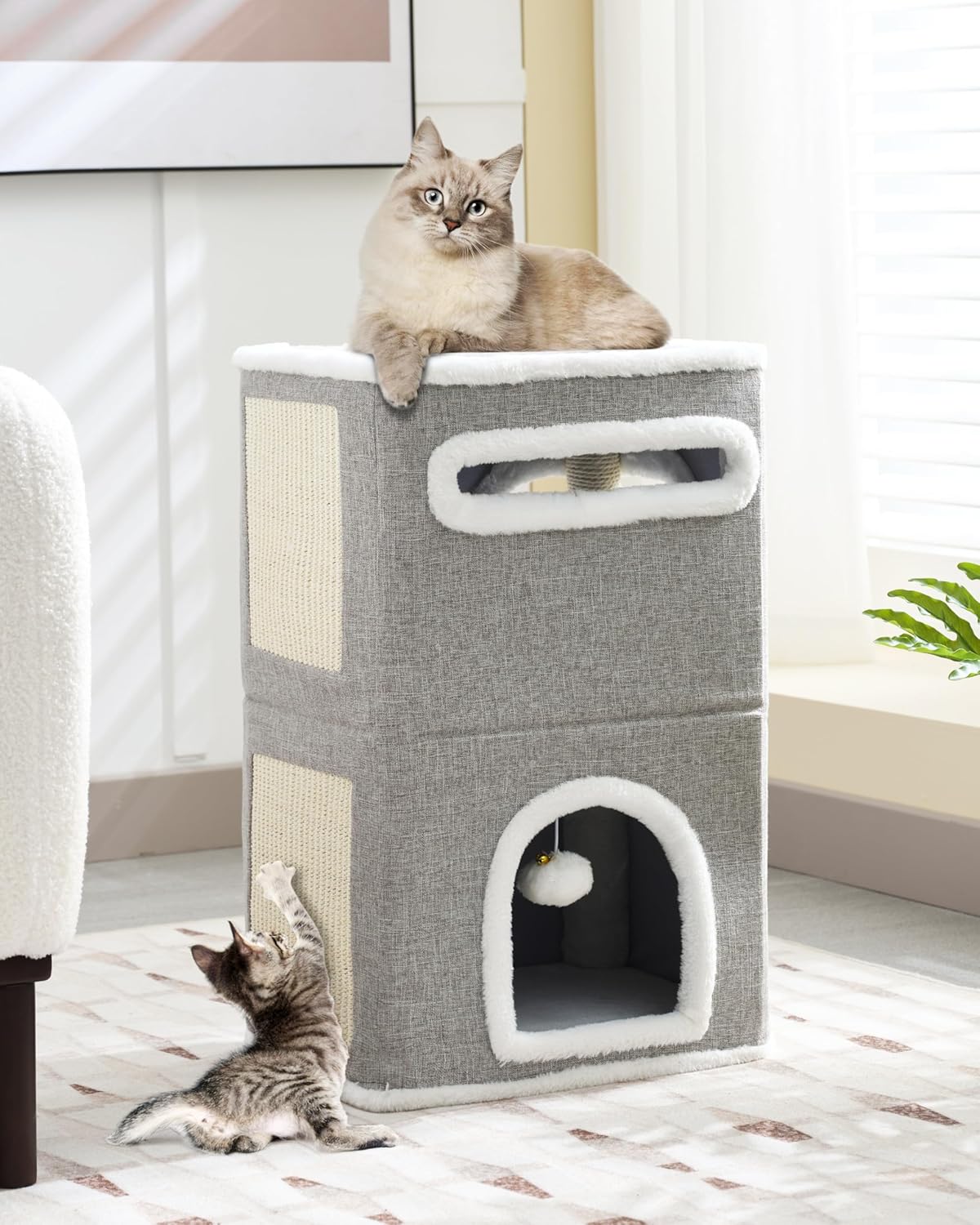 Bedsure Cat House Bed Cat Houses For Indoor Cats-Large Collapsible With ...