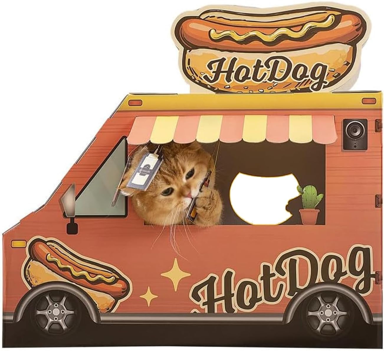 Cat Beds for Indoor Cats, Cardboard Cat House with Scratchers, Hot Dog ...