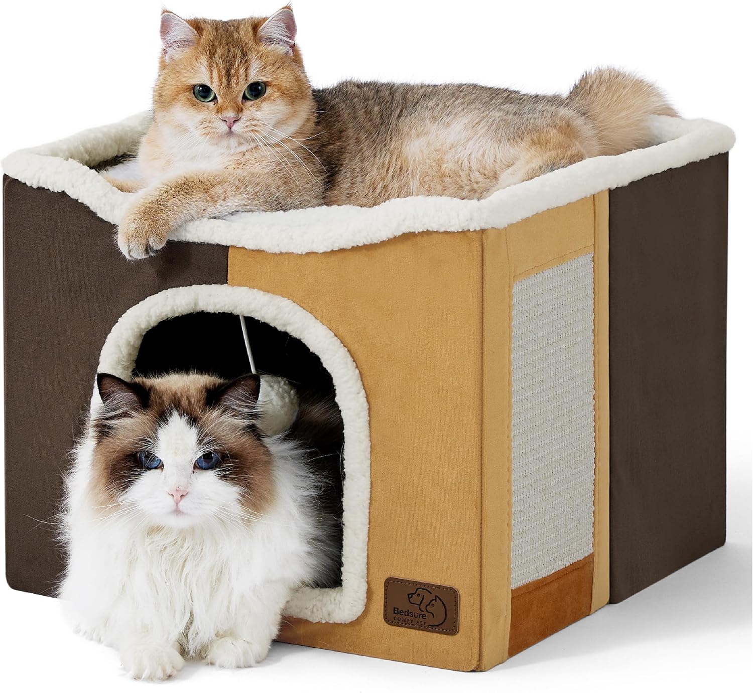 Cat Beds for Indoor Cats - Large Cat Cave for Pet Cat House with Fluffy ...