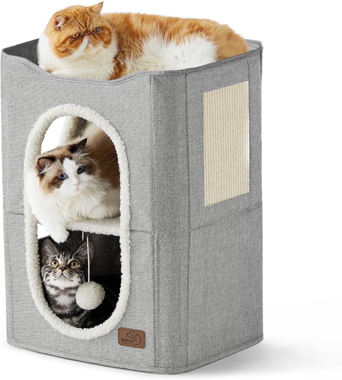 Cat Beds for Indoor Cats - Large Cat Cave for Pet Cat House with Fluffy ...
