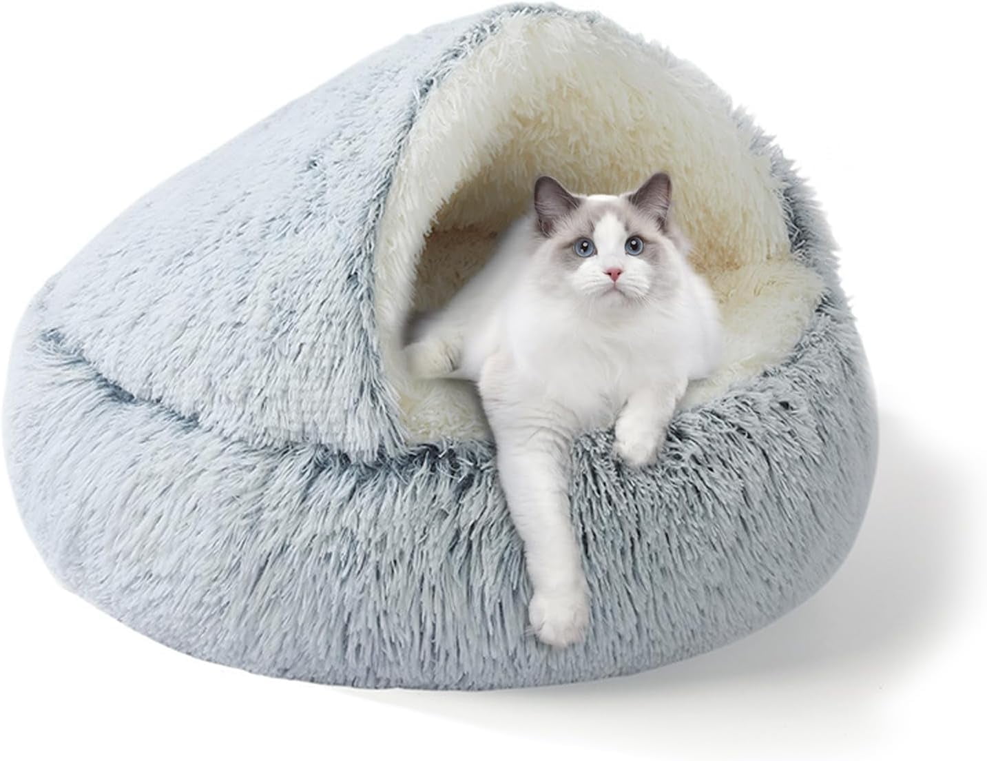 Cat Beds for Indoor Cats, Plush Hooded Cat Cave for Puppy Kitty Small ...