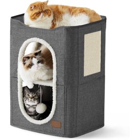 Cattasaurus Peekaboo Cat Cave Tunnel Bed for Cats up to 30 lbs (Light ...