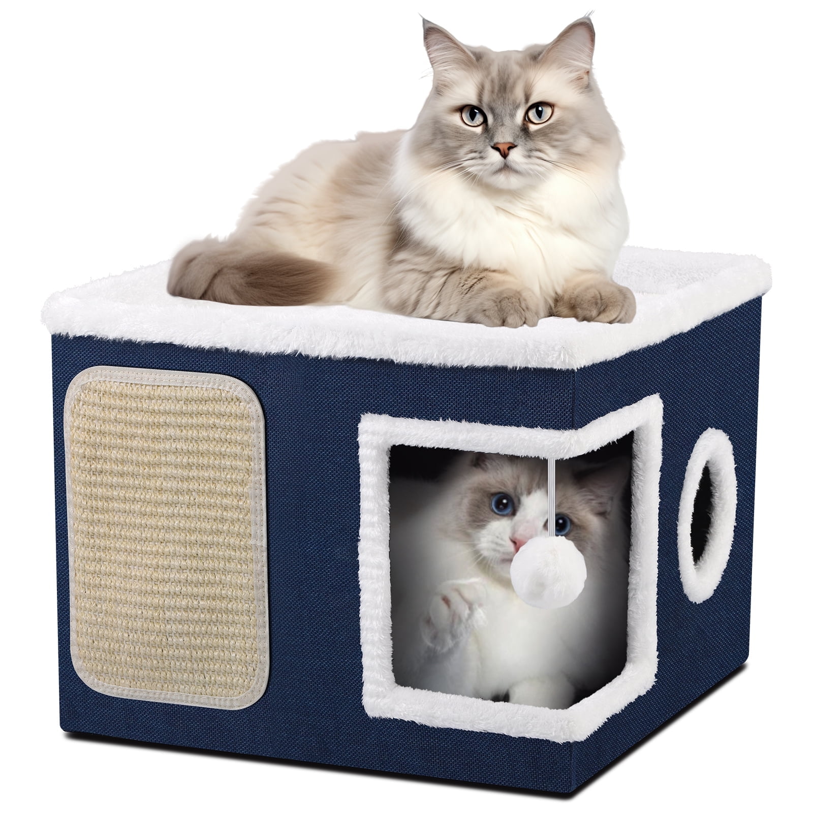 Cat Beds for Indoor Cats,Large Pet Beds for Cats, Cat Cave with Cozy ...