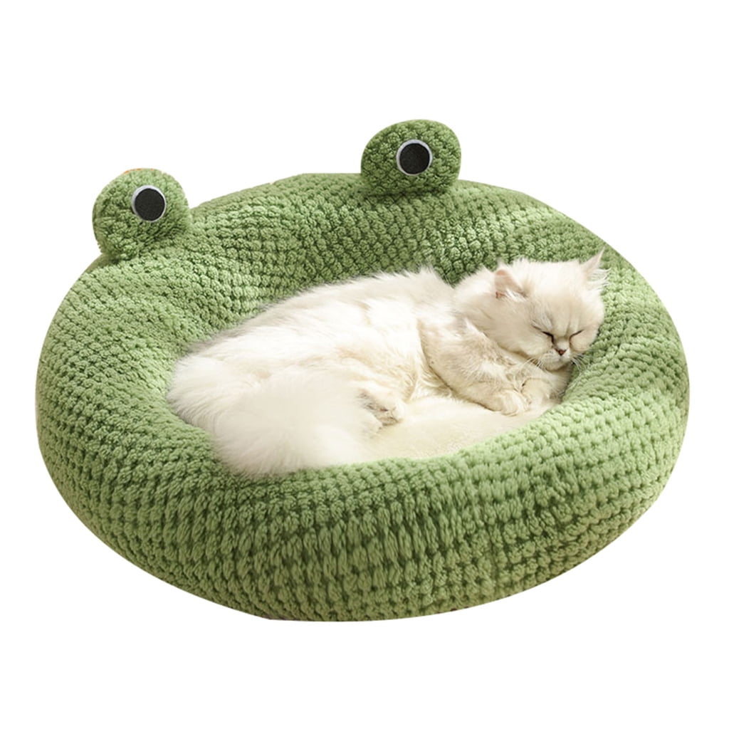 Cat Beds for Winter Cats Bed Cave with Cute Frog Shape Soft Plush Pet ...